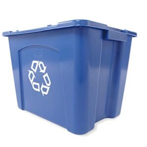 Rubbermaid Commercial Products, Recycling Bin/Box for Paper and Packaging, Stackable, 14 GAL, for Indoors/Outdoors/Garages/Homes/Commercial Facilities, Blue (FG571473BLUE)