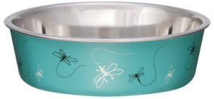 loving pets bella bowl designer & expressions dog bowl, medium, dragonfly, turquoise