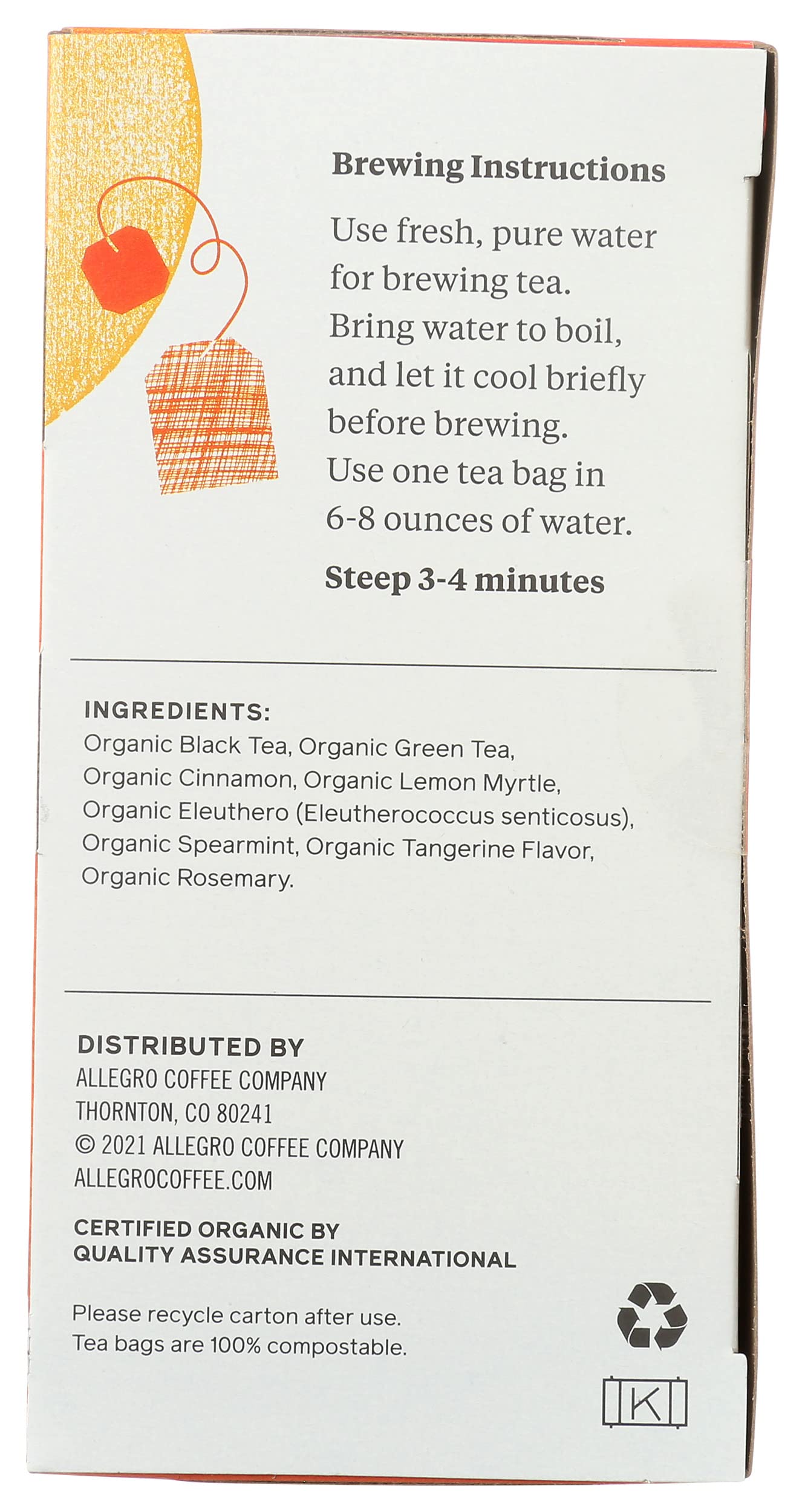 Allegro Tea, Organic Engage Your Brain Tea Bags, 20 ct