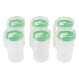 kaplan early learning kids easy pour pitchers, set of 6 clear montessori dishwasher safe 16 oz. pitchers with lids for classroom and home