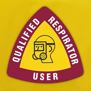 SmartSign "Qualified Respirator User" Hard Hat Decal | 2.5" x 2.5" Conformable Vinyl, Pack of 5