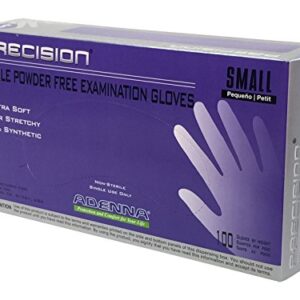 Adenna PCS772 Precision 4 mil Powder-Free Nitrile Exam Gloves, Medical Grade, Blue- Violet, Small, Box of 100