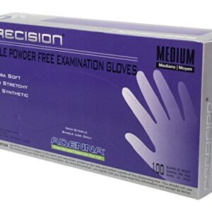 Adenna PCS775 Precision 4 mil Powder-Free Nitrile Exam Gloves, Medical Grade, Blue-Violet, Medium, Box of 100