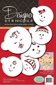 designer stencils baby faces cookie stencil, fits 3" circle, beige/semi-transparent