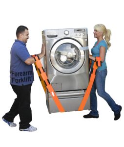 forearm forklift 2-person lifting and moving straps; lift, move and carry furniture, appliances, mattresses or any item up to 800 lbs. safely and easily like a pro, orange