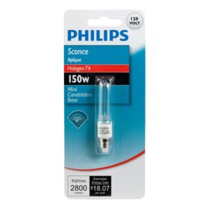 Philips LED 416347 Sconce 150-Watt T4 Mini-Candelabra Base Light Bulb