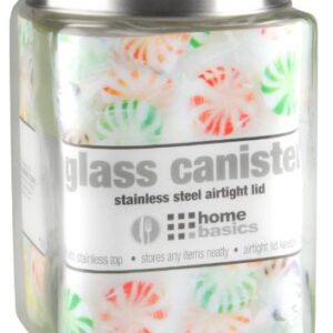 Home Basics Large 56 oz. Square Glass Canister Jar Container Fresh Sealed with Air-Tight Stainless-Steel Twist Top Lid for Kitchen Pantry Food Storage Organization, Clear