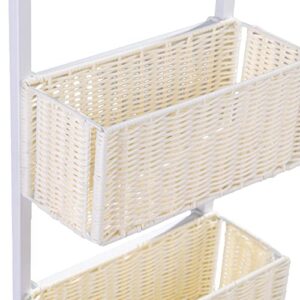 SEI Furniture Over-The- Door 3-Tier Woven Basket Storage, White