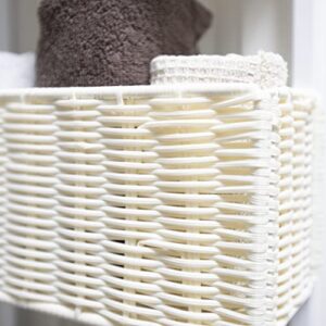 SEI Furniture Over-The- Door 3-Tier Woven Basket Storage, White