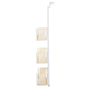 SEI Furniture Over-The- Door 3-Tier Woven Basket Storage, White