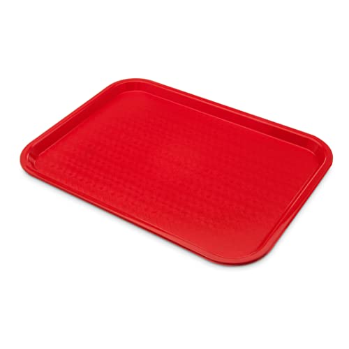 Carlisle FoodService Products CT121605 Café Standard Cafeteria / Fast Food Tray, 12" x 16", Red