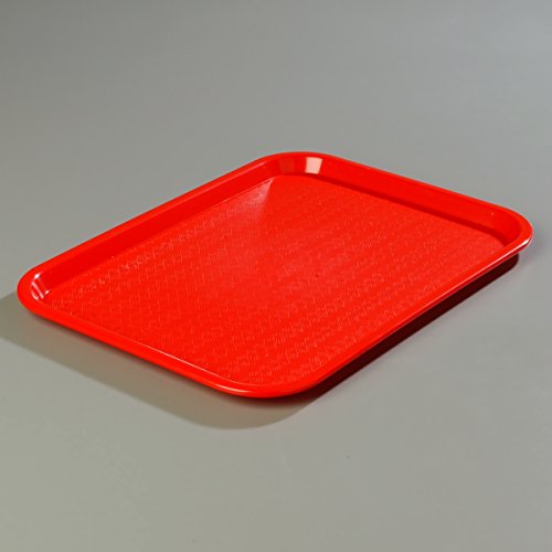 Carlisle FoodService Products CT121605 Café Standard Cafeteria / Fast Food Tray, 12" x 16", Red