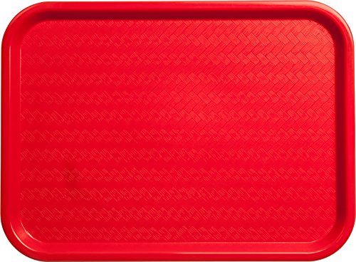 Carlisle FoodService Products CT121605 Café Standard Cafeteria / Fast Food Tray, 12" x 16", Red