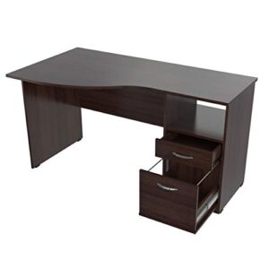 inval america curved top desk, espresso-wenge/silver