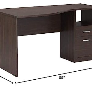 Inval America Curved Top Desk, Espresso-Wenge/Silver