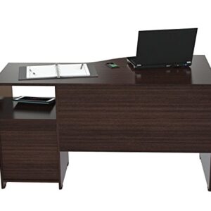 Inval America Curved Top Desk, Espresso-Wenge/Silver