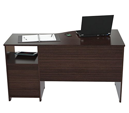 Inval America Curved Top Desk, Espresso-Wenge/Silver