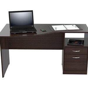 Inval America Curved Top Desk, Espresso-Wenge/Silver