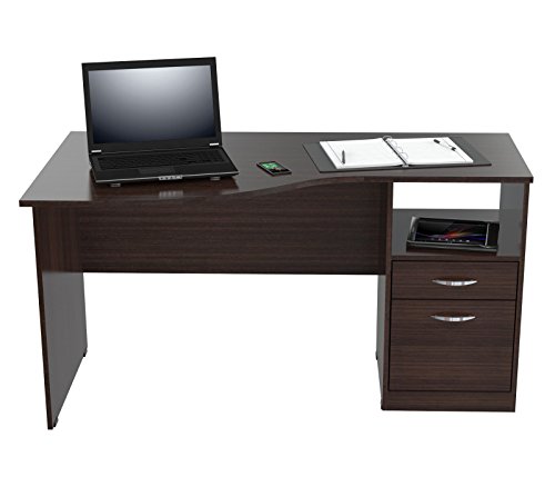 Inval America Curved Top Desk, Espresso-Wenge/Silver