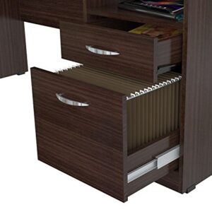 Inval America Curved Top Desk, Espresso-Wenge/Silver