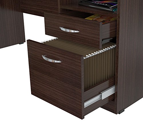 Inval America Curved Top Desk, Espresso-Wenge/Silver