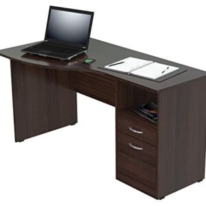 Inval America Curved Top Desk, Espresso-Wenge/Silver