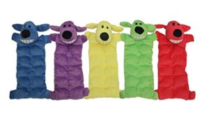 multipet 12-inch squeaker mat soft plush dog toy with 13 squeakers, colors may vary