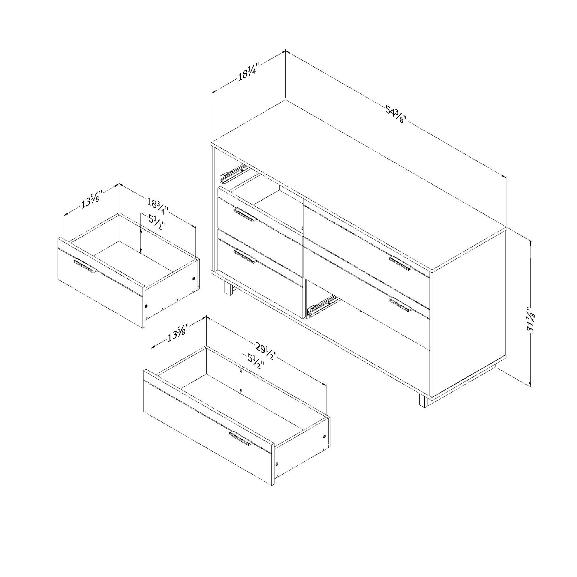 South Shore Fynn 6-Drawer Double Dresser, 0, Gray Oak