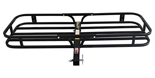 MaxxHaul 70107 53" x 19-1/2" Hitch Cargo Carrier - Trailer Mount Steel With High Side Rails For RV's, Trucks, SUV's, Vans, Cars 2" Receiver 500-lb Load Capacity , Black