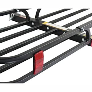 MaxxHaul 70107 53" x 19-1/2" Hitch Cargo Carrier - Trailer Mount Steel With High Side Rails For RV's, Trucks, SUV's, Vans, Cars 2" Receiver 500-lb Load Capacity , Black