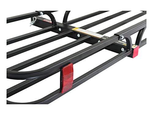 MaxxHaul 70107 53" x 19-1/2" Hitch Cargo Carrier - Trailer Mount Steel With High Side Rails For RV's, Trucks, SUV's, Vans, Cars 2" Receiver 500-lb Load Capacity , Black