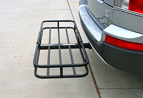 MaxxHaul 70107 53" x 19-1/2" Hitch Cargo Carrier - Trailer Mount Steel With High Side Rails For RV's, Trucks, SUV's, Vans, Cars 2" Receiver 500-lb Load Capacity , Black