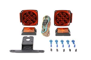 maxxhaul 70205 trailer light kit - 12v all led, left and right waterproof submersible for trailers, boat trailer truck marine camper rv snowmobile, red