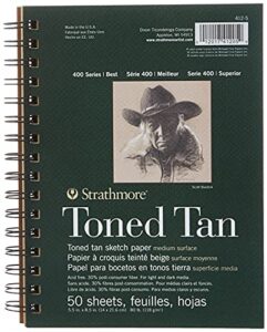 strathmore toned sketch spiral paper pad 5.5"x8.5"-tan 50 sheets -412500