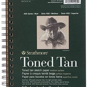 Strathmore Toned Sketch Spiral Paper Pad 5.5"X8.5"-Tan 50 Sheets -412500