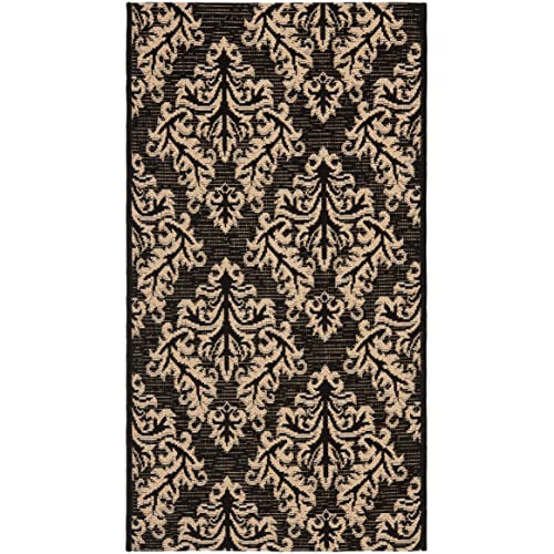 SAFAVIEH Courtyard Collection 2' x 3'7" Black/Cream CY6930 Indoor/ Outdoor Waterproof Easy-Cleaning Patio Backyard Mudroom Accent-Rug