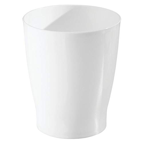 iDesign Compact Round Plastic Trash Can for Bathroom, Bedroom, Home Office, Dorm, 7.7" x 7.7" x 9.1", The Franklin Collection, White