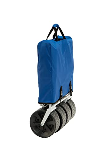 Mac Sports Heavy Duty Collapsible Folding All Terrain Utility Beach Wagon Cart, Blue/White