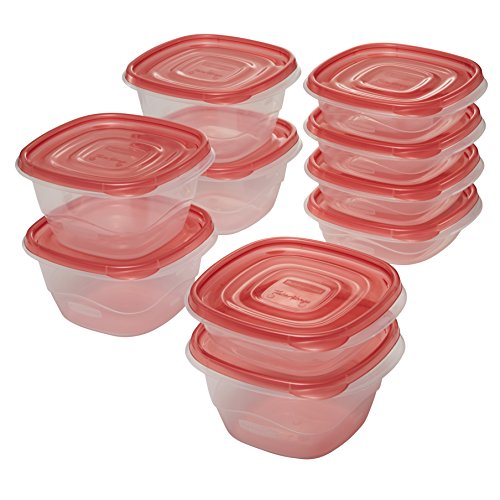 Rubbermaid TakeAlongs Assorted Food Storage Containers, 10-Piece Set, Chili Red (1779055)