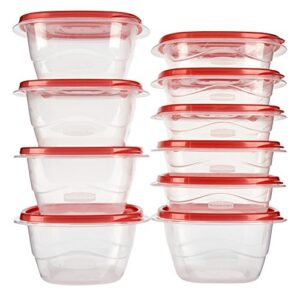 Rubbermaid TakeAlongs Assorted Food Storage Containers, 10-Piece Set, Chili Red (1779055)