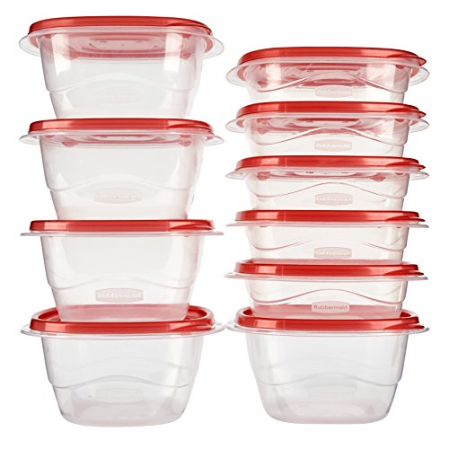 Rubbermaid TakeAlongs Assorted Food Storage Containers, 10-Piece Set, Chili Red (1779055)