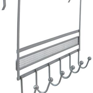 DecoBros Over The Door 6 Hook Organizer Rack - Silver