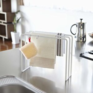 Yamazaki Dish Home Dishcloth Hanger | Steel | Towel Holder, One Size, White