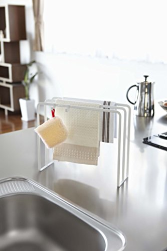 Yamazaki Dish Home Dishcloth Hanger | Steel | Towel Holder, One Size, White