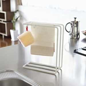 Yamazaki Dish Home Dishcloth Hanger | Steel | Towel Holder, One Size, White