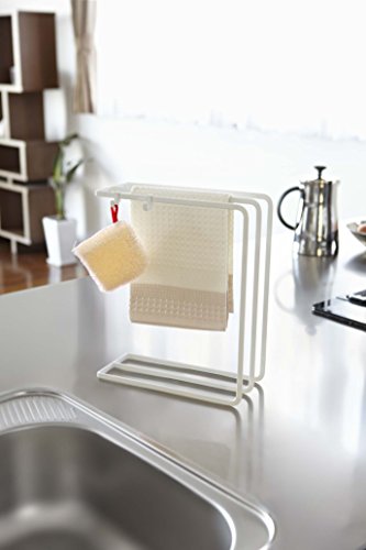 Yamazaki Dish Home Dishcloth Hanger | Steel | Towel Holder, One Size, White