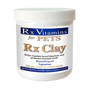 rx vitamins rx clay powder for pets - anti gas & anti diarrhea for dogs & cats - pet digestive health & stool support - cat & dog supplement for elimination- 3.52 oz.