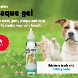 Petkin Plaque Remover Gel – Cleans Teeth and Gums, Removes Plaque and Tartar - Freshens Breath and Whitens Teeth with Baking Soda - Ideal for Daily Use, No Brushing or Rinsing - 4 fl oz