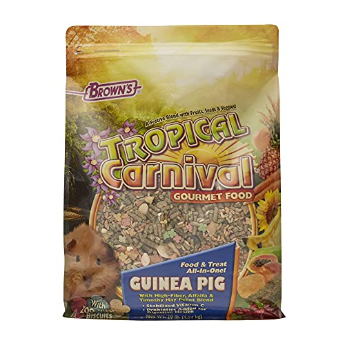 F.M. Brown's Tropical Carnival Gourmet Guinea Pig Food with Alfalfa and Timothy Hay Pellets - Vitamin-Nutrient Fortified Daily Diet - 10 lb