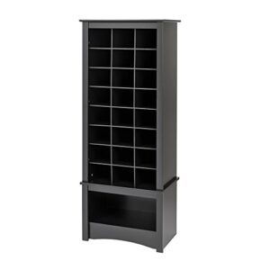 prepac 24 pair shoe storage rack with bottom shelf, black